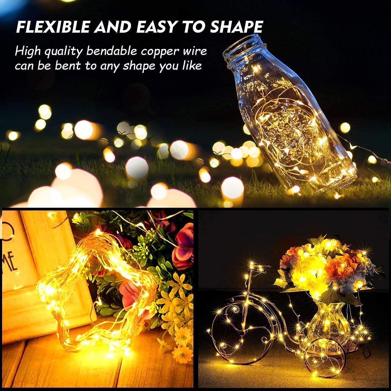Battery Fairy Lights Led String Lights with Timer 20LED Battery Operated String Lights Copper Wire Light for Indoor Outdoor Lighting Bedroom Wedding Decor Party Christmas Tree Decoration