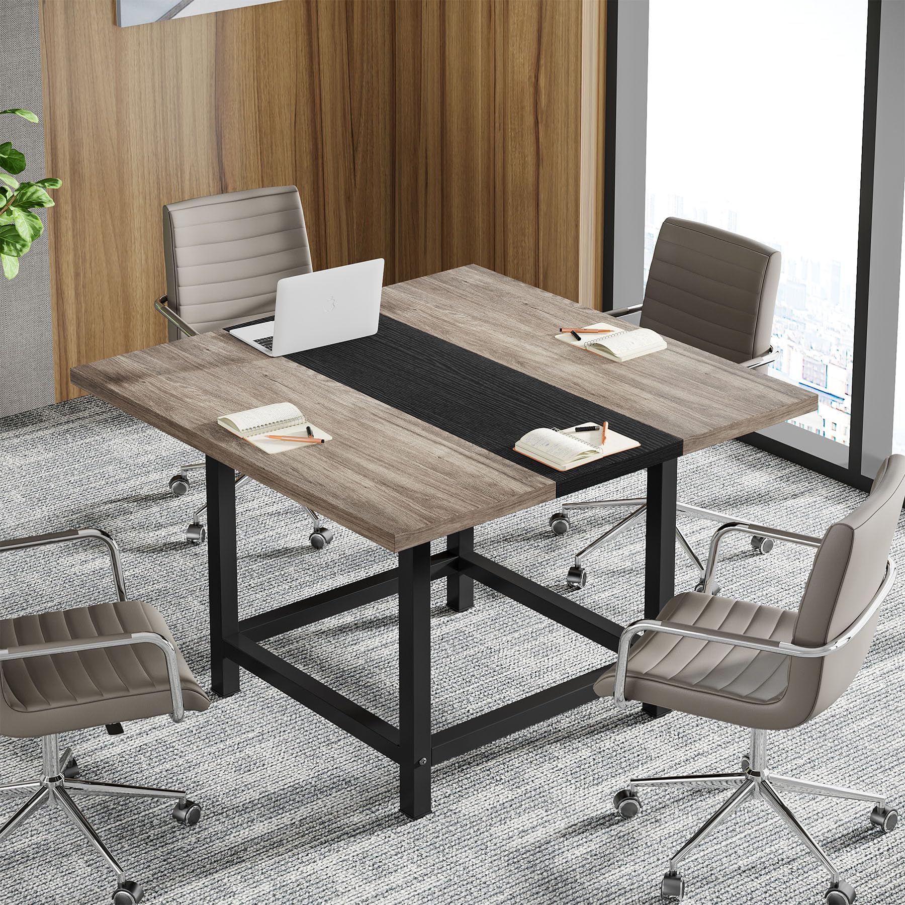 Tribesigns Square Dining Table for 4 People, Farmhouse 39.4"x 39.4"x29.5 “ inches Wooden Kitchen Table, Farmhouse 2 Person Dinning Table for Dinning Room &Small Space