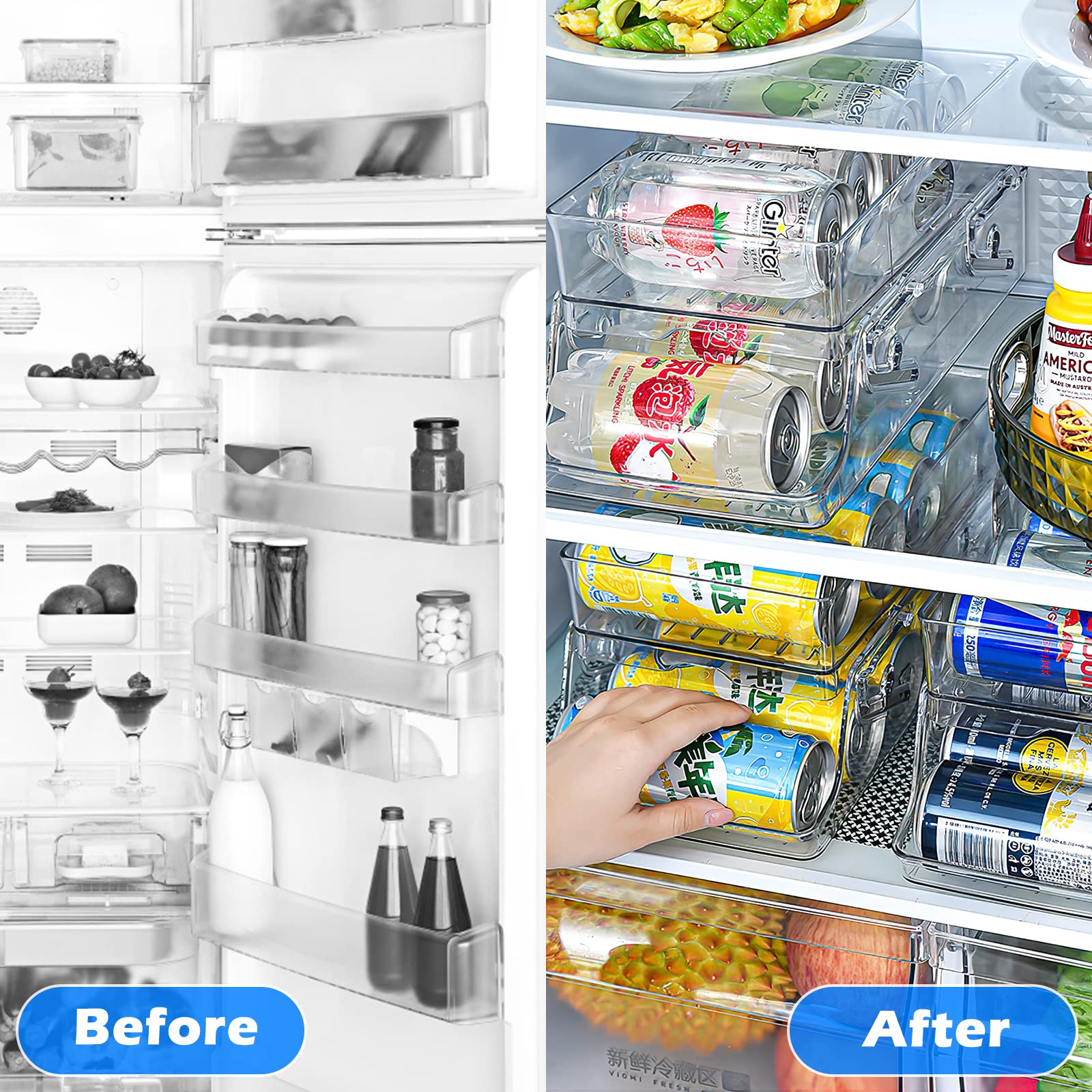 Auto Scrolling Soda Can Organizer for Refrigerator, Augot 2-layer Fridge Organizers and Storage, Foldable Thicker Can Organizer Pantry for Pantry, Countertop, Cabinet (Upgrade)
