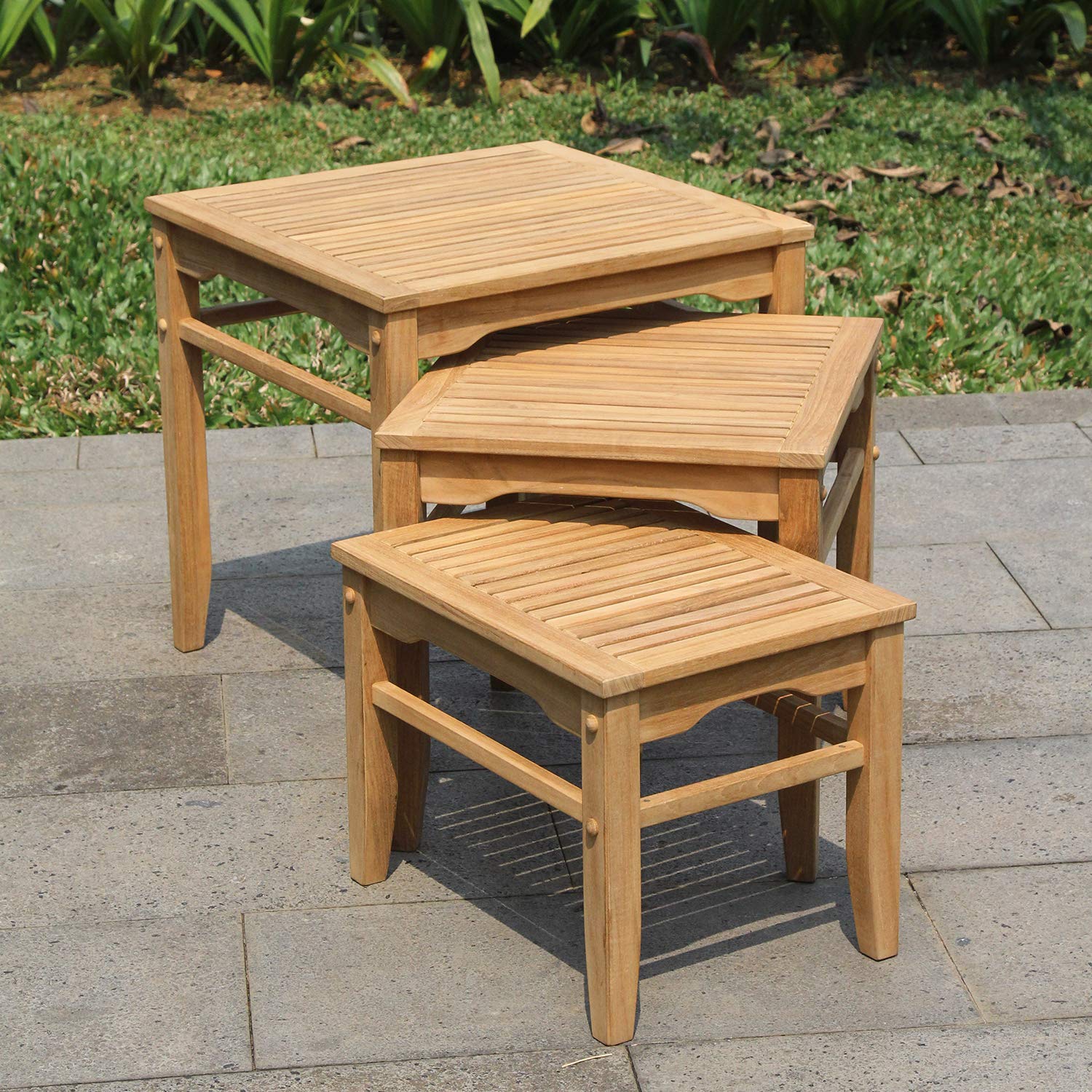 Cambridge Casual Arie Nesting Side Table, Teak Wood/Natural Teak