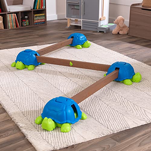 KidKraft Turtle Totter Wooden Adjustable Balance Beam for Toddlers with Squeaky Turtle and Wobble Board, Gift for Ages 2-5