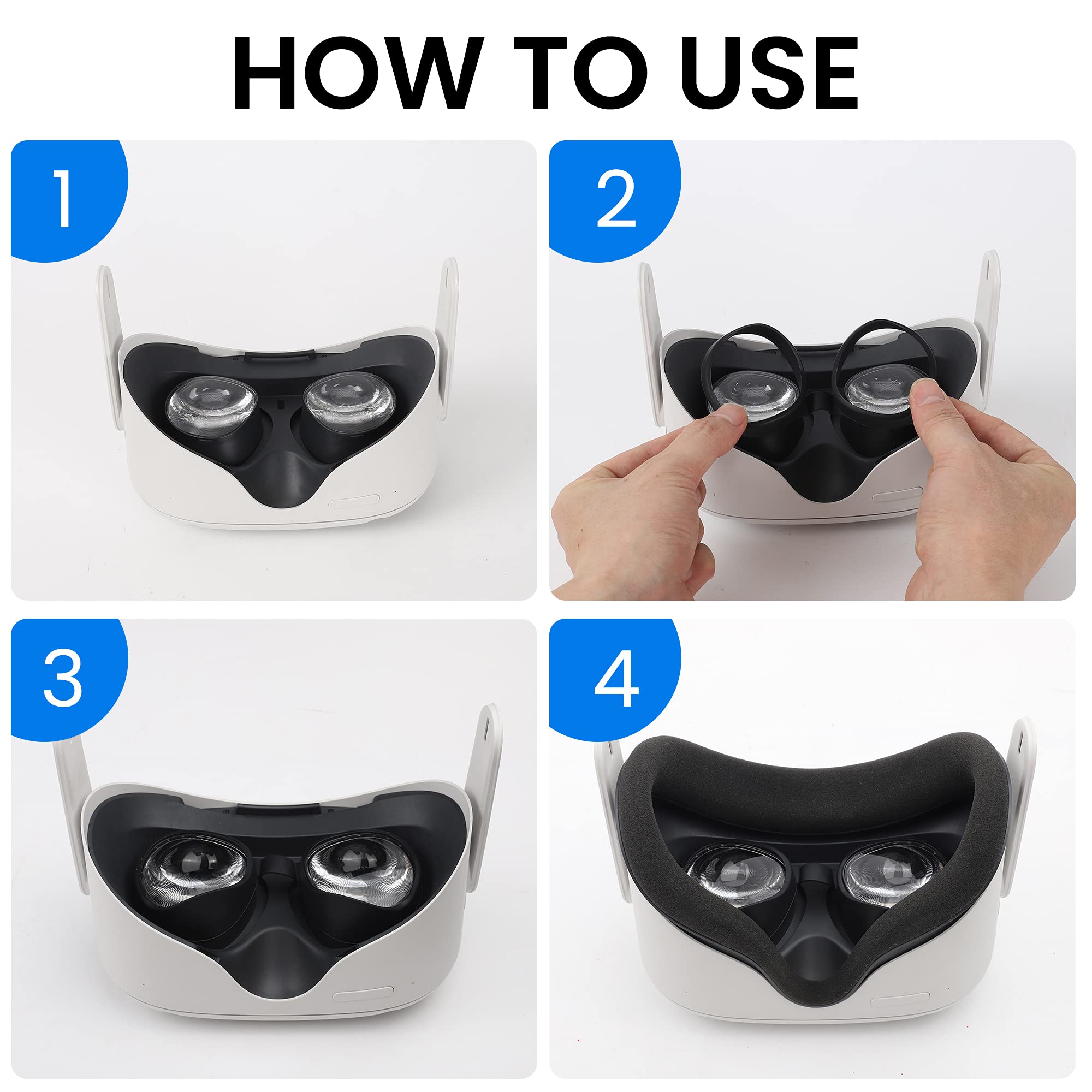 Anti-Leakage Light Blockers and Adjustable Silicone Knuckle Straps for Oculus Quest 2 Controllers Fit Pack Accessories by X-super Home (Blue+Red)