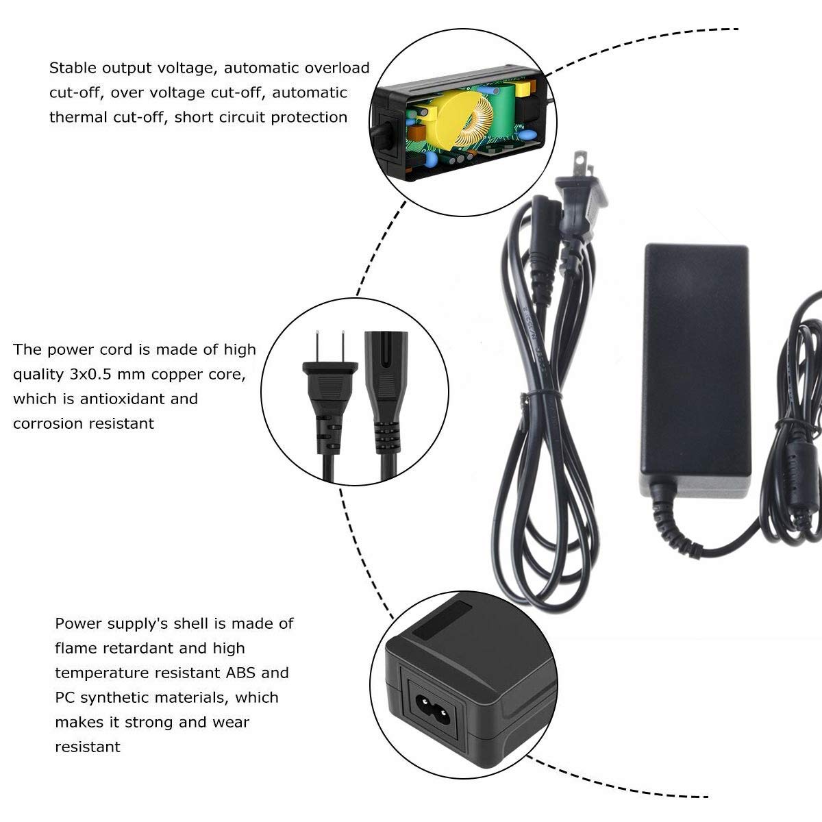 SupplySource AC Power Supply for LG 34UM69G-B 34" UltraWide Curved LED Gaming Monitor 34UM69