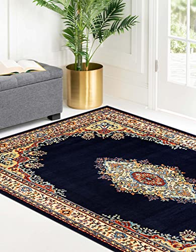 Rugs.com Amaya Collection Rug – 9' x 12' Navy Blue Medium Rug Perfect for Living Rooms, Large Dining Rooms, Open Floorplans