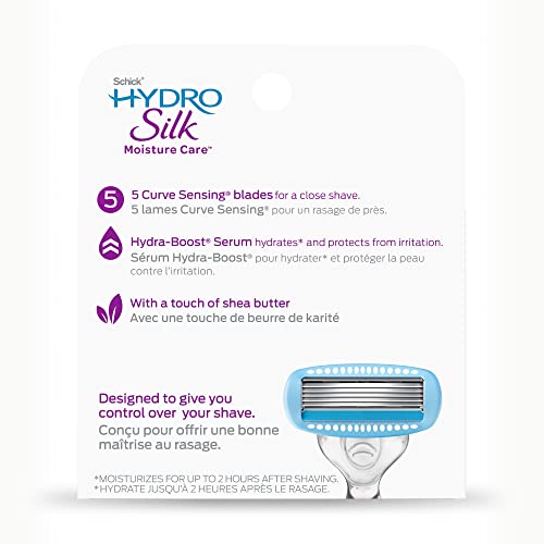 Schick Hydro Silk Moisture Razor Blade Refills, 6 Count | 5-Blade Moisturizing Razors for Women | Womens Moisturizing Razor Refills