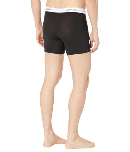 Calvin Klein Men's Modern Cotton Stretch 3-Pack Boxer Brief, Black, Palace Blue, Vanilla ICE, Medium