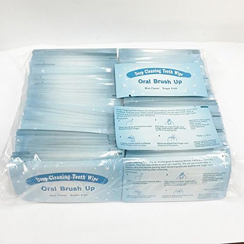 Mint Textured Finger Teeth Wipes Brush Ups Dental Clean Pre/Post Whitening (Pack of 100)