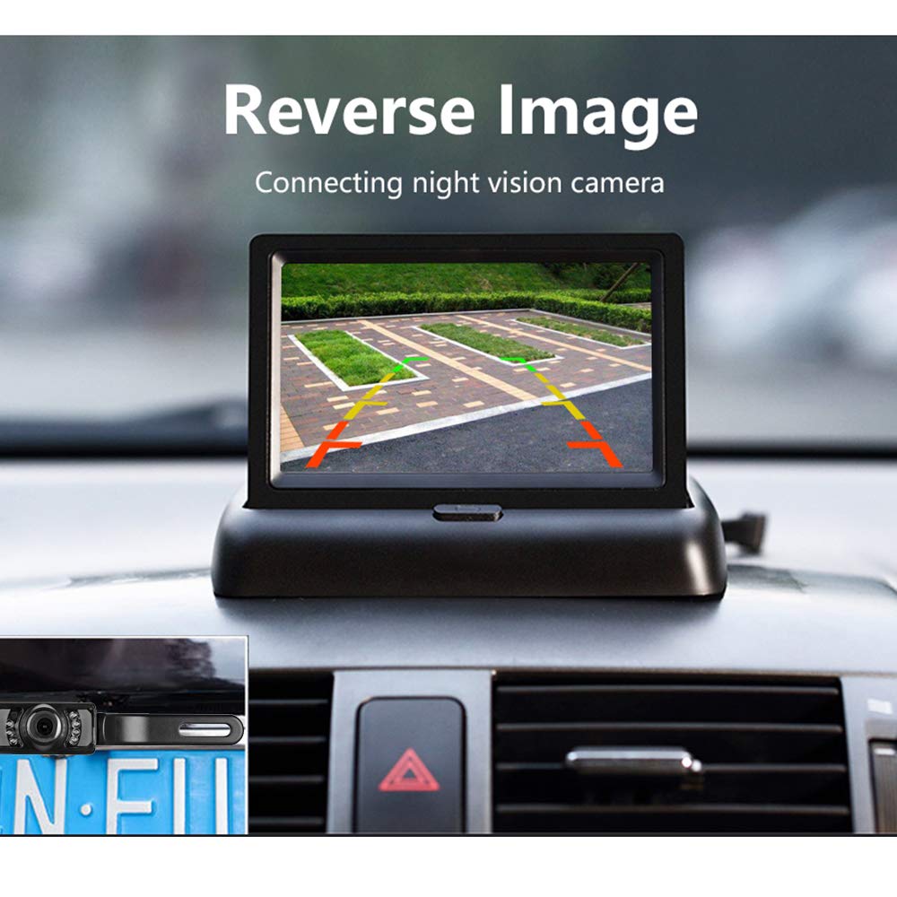 Backup Camera for Car Wireless HD 1080P 4.3'' Rear View Mirror System IP68 Waterproof Reverse Cam Kit for Car Trucks Minivans SUV Easy Installation Night Vision DIY Guide Lines
