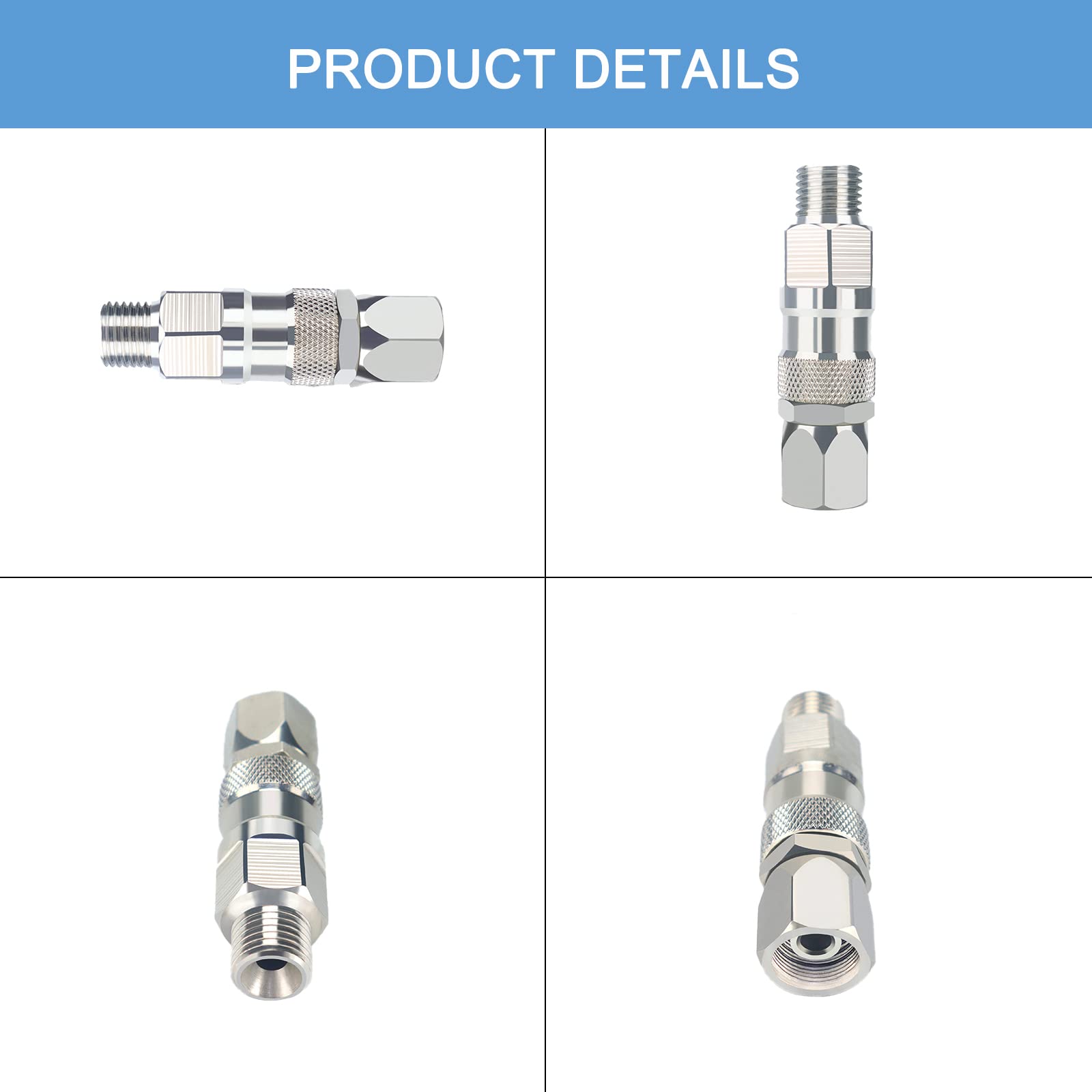 Sprayer Joint 1/4-Inch 360 Degrees Rotate Stainless Steel Airless High Pressure Spray Gun Hose Swivel Joint Connector Accessories for Graco Paint Sprayers Hose