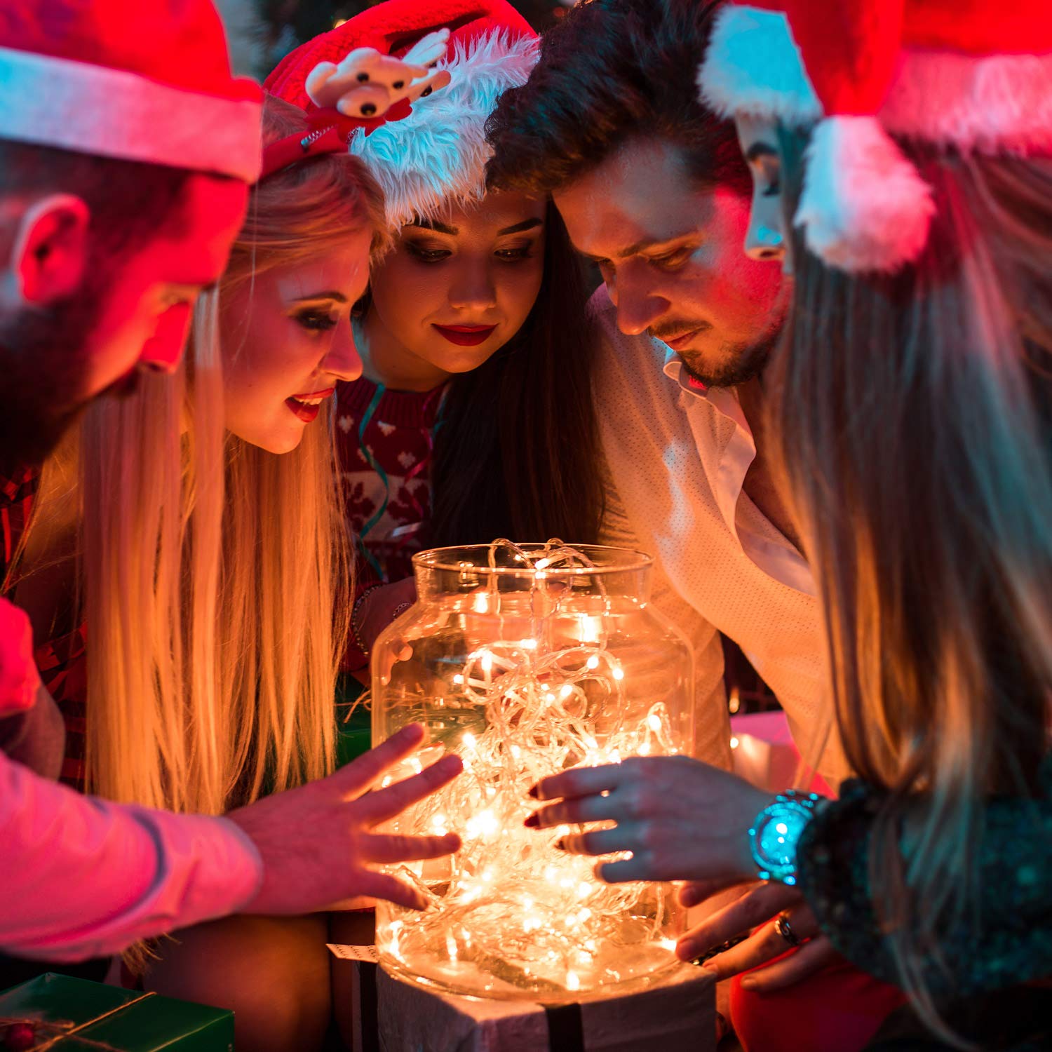 Battery Operated String Lights, Outdoor String Lights, 33ft/ 10 m 100 LED Waterproof Starry Fairy Lights with 8 Modes Remote Control Timer for Garden Room Christmas(Copper and Warm White)