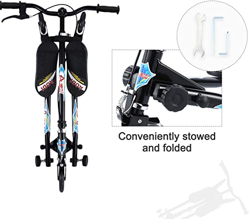 AODI Swing Scooter for Kids, 3 Wheels Foldable Wiggle Scooter Push Drifting with Adjustable & 2 Rear LED Wheels Kicks Scooter for Boys and Girls Ages 3-8