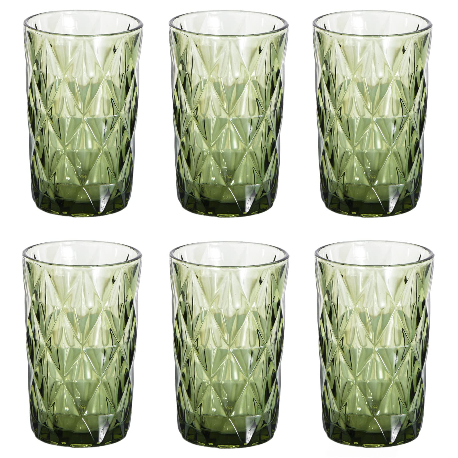 Bandesun Thick Glassware Drinking Glass set of 6 Diamond Kitchen Glasses Tumbler Cup(12 OZ),for Water,Cocktail,Milk,Juice and Beverage.