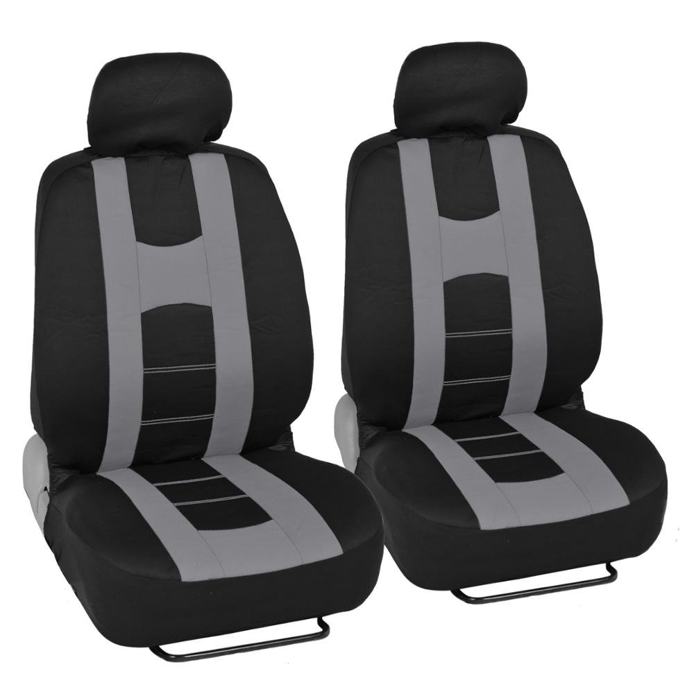BDK carXS Forza Series Light Gray Seat Covers Full Set Combo with Car Floor Mats β Front and Rear Bench Seat Cover & Floor Mat Protector Set, Interior Covers for Auto Truck Van SUV