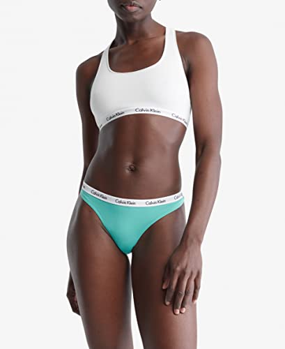 Calvin Klein Women's Carousel Logo Pride Cotton Stretch Thong Panties, Multipack, Cherry Tomato/Persian Red/Lemon Lime/Aqua Green/Blue Ambience, Small