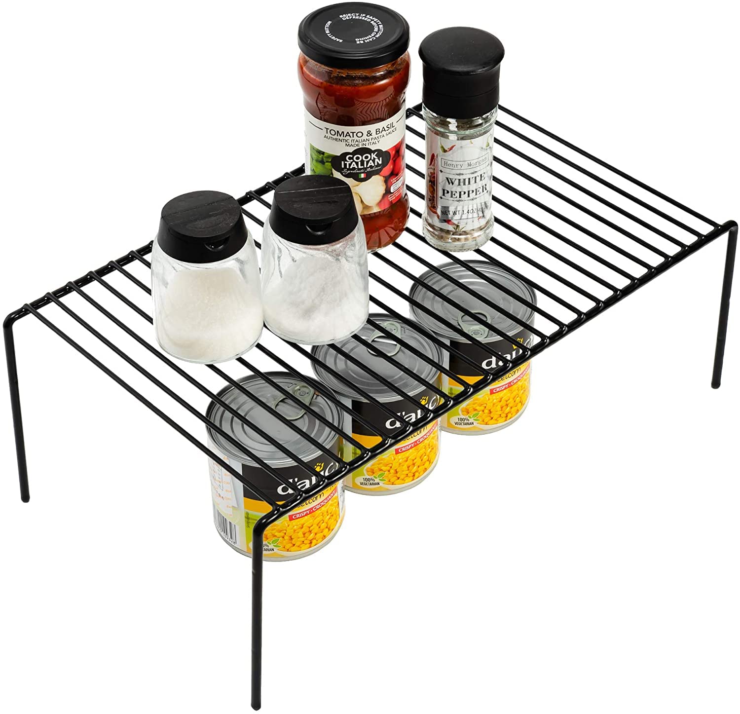 ARCCI Kitchen Cabinet Shelf Organizer Set of 2, Large (15.7 x 9.4 inch) Rustproof Metal Wire Pantry Storage Shelves, Dish Plate Racks for Cabinets, Freezer, Counter, Cupboard Organizers and Storage