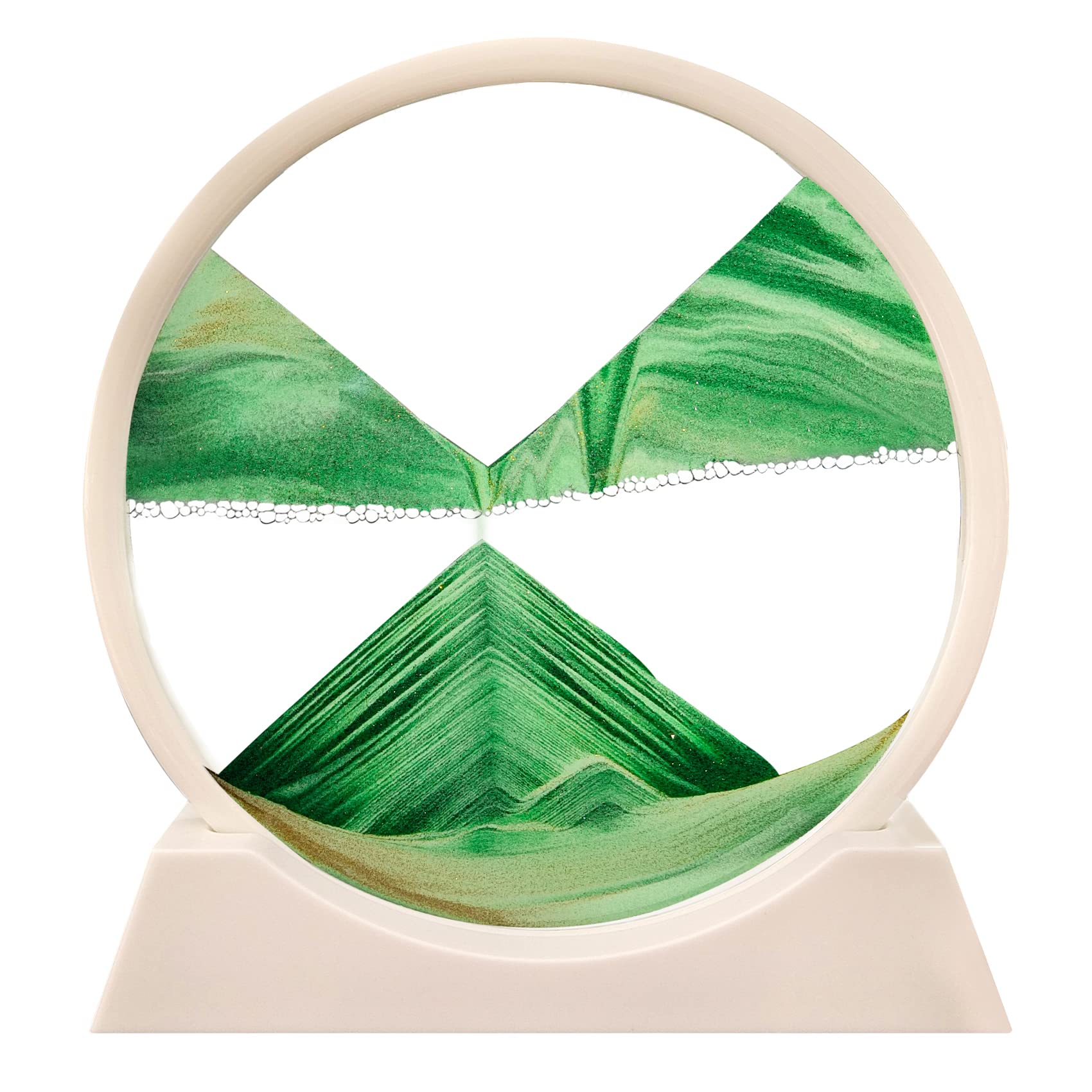 Aoderun Moving Sand Art Picture Round Glass 3D Deep Sea Sandscape in Motion Display Flowing Sand Gift for Adult Relaxing Toys D¨¦cor Desktop Home Office (7", Green)