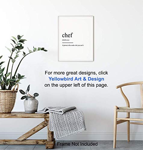 Chef Definition Typography Wall Art Print - Funny Home Decor for Kitchens - A Perfect Gift for Mothers Day, Moms, Cooks and Chefs - 8x10 Photo - Unframed