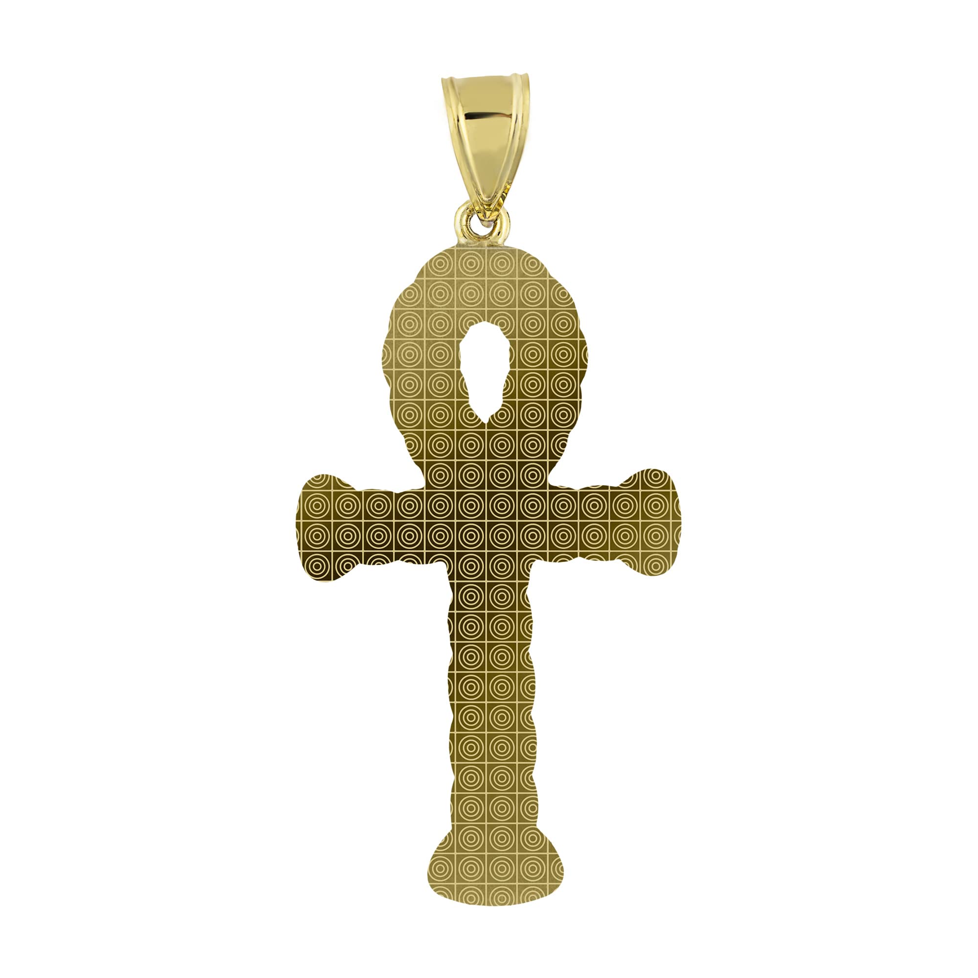 BAYAM 3.5" Huge Ankh Cross Jesus Pendant Charm Diamond Cut Real 10K Yellow White Gold