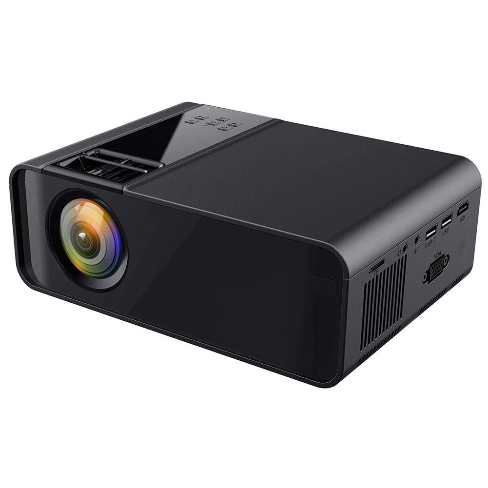 ASHATA Portable HD Projector, 150'' 3D HDMI Video Projector with Holder and Remote Control, Support Dual USB HDMI VGA AV Interface Compatible with TV Stick, Laptop, for iOS, for Android Black
