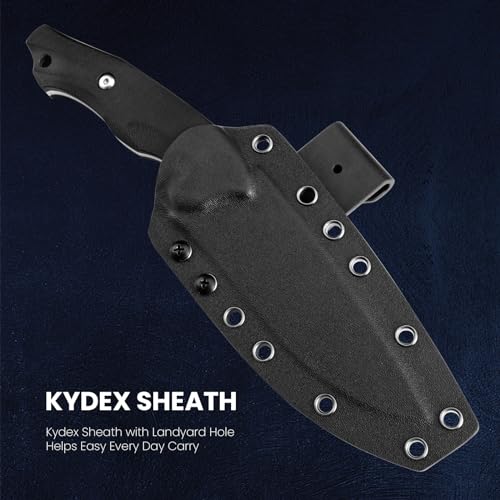Kizer Magara Fixed Blade Knife, 4.77 In D2 Steel Blade Hunting Knife, Black G10 Handle Pocket Knife, Fixed Blade EDC Knife, 1055A1