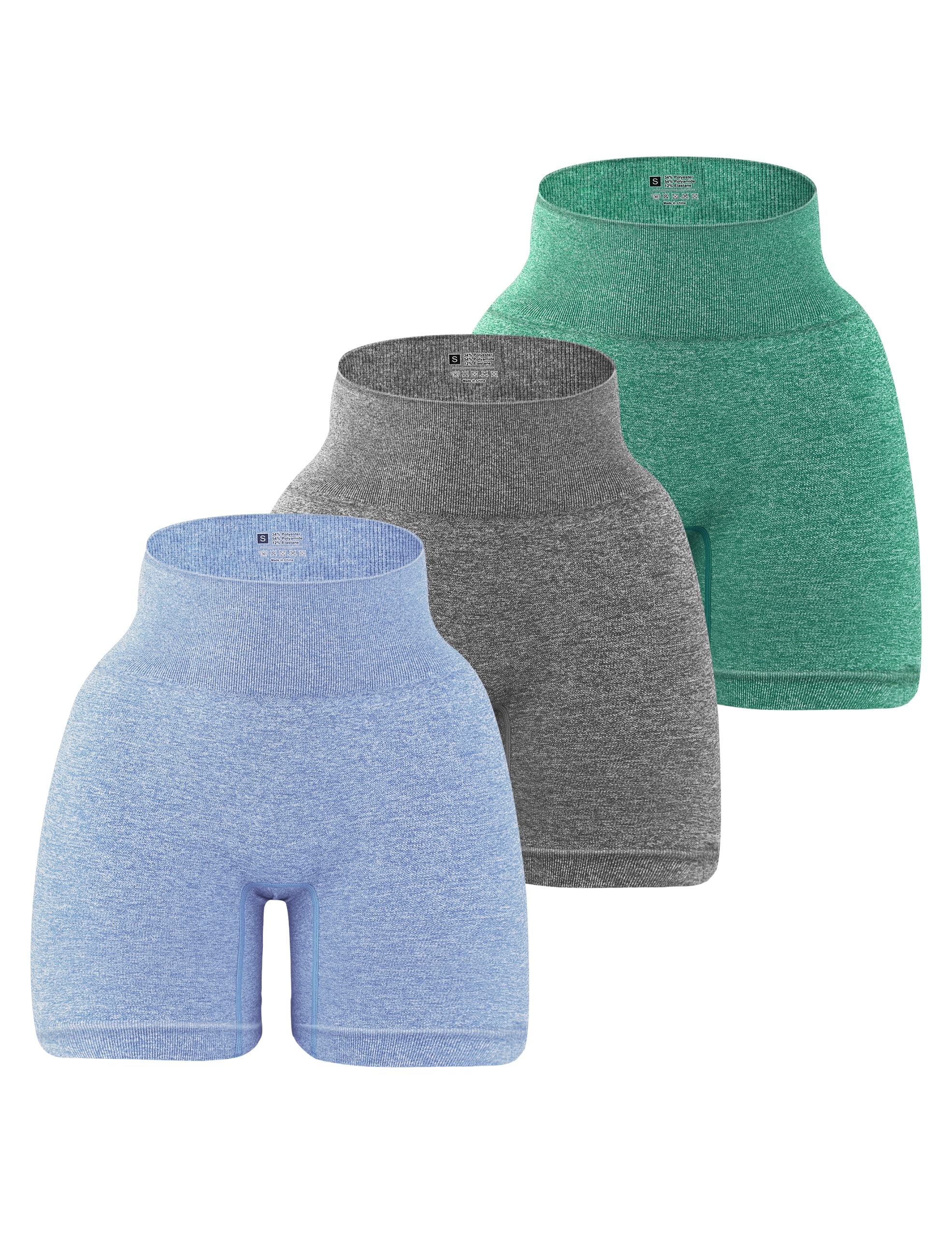 BAYDI Workout Shorts for Women 3 Pack High Waisted Seamless Yoga Shorts Athletic Gym Biker Shorts