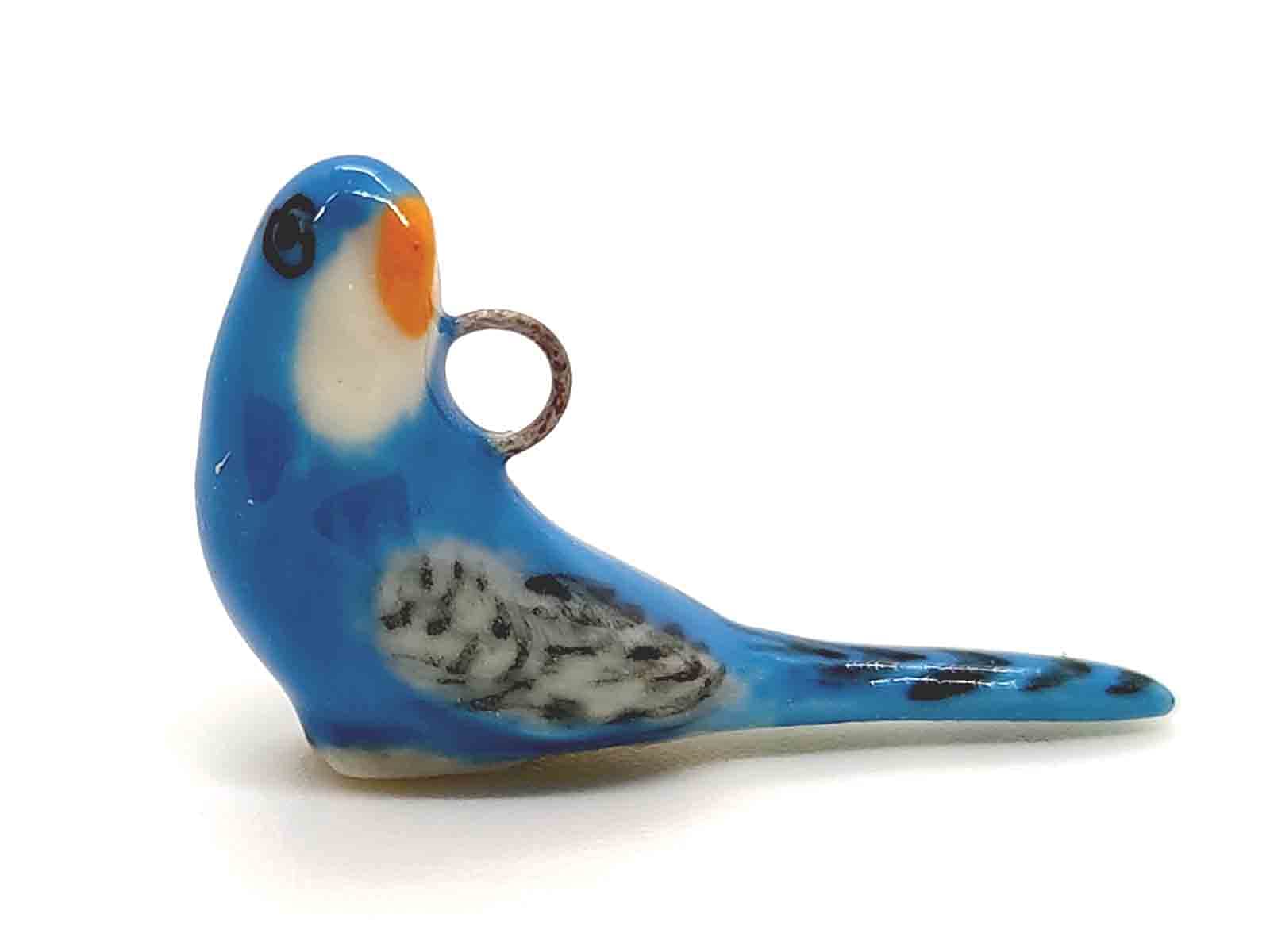SSJSHOP Macaw Bird Micro Tiny Dollhouse Figurines Ceramic Hand Painted Animals Collectible Small Gift Home Garden Decor (Blue Pendent)