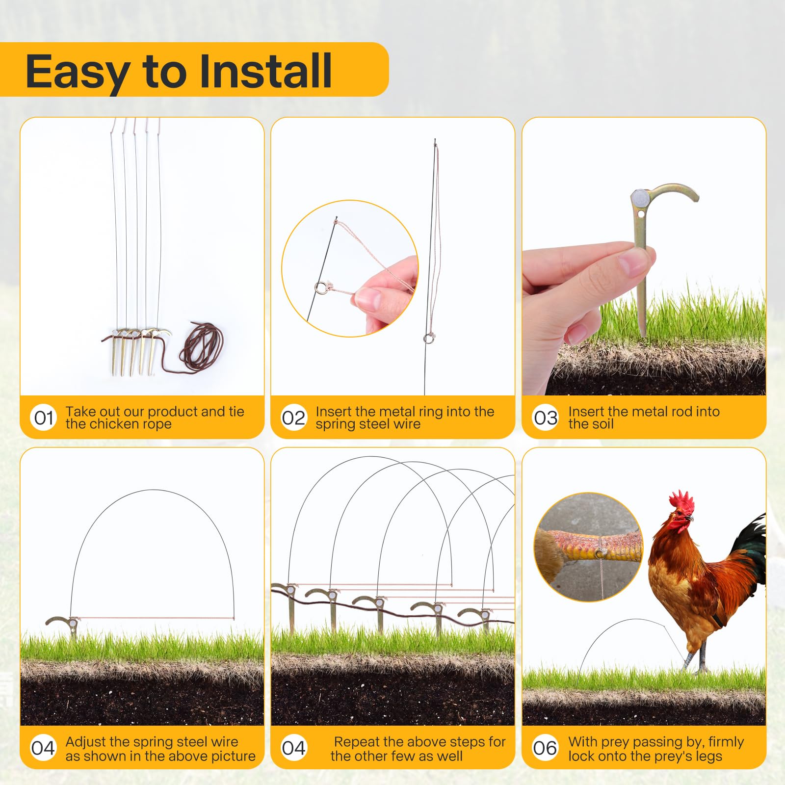 Hunting Trap for Birds Bird Trap for Chicken, Pheasant,Wild Duck, Partridge Mallard and Other Birds Tying Birds' feet Won't Hurt Them