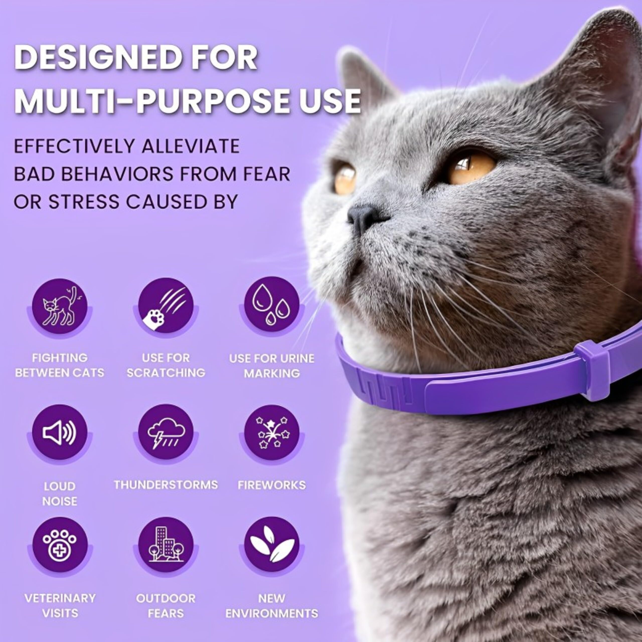 Calming Collar for Cats | 60 Days of Effective Stress and Anxiety Relief with Efficient Quick Release Pheromones | Soothing Comfort, Long-Lasting Calm That Reduces Stress and Helps Calm Cats Anxiety