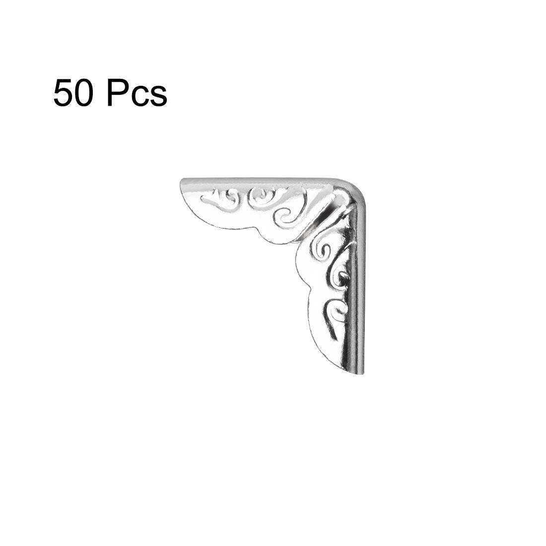 uxcell Metal Book Corner Protectors Edge Cover Guard 15X15X3mm Silver Tone 50pcs