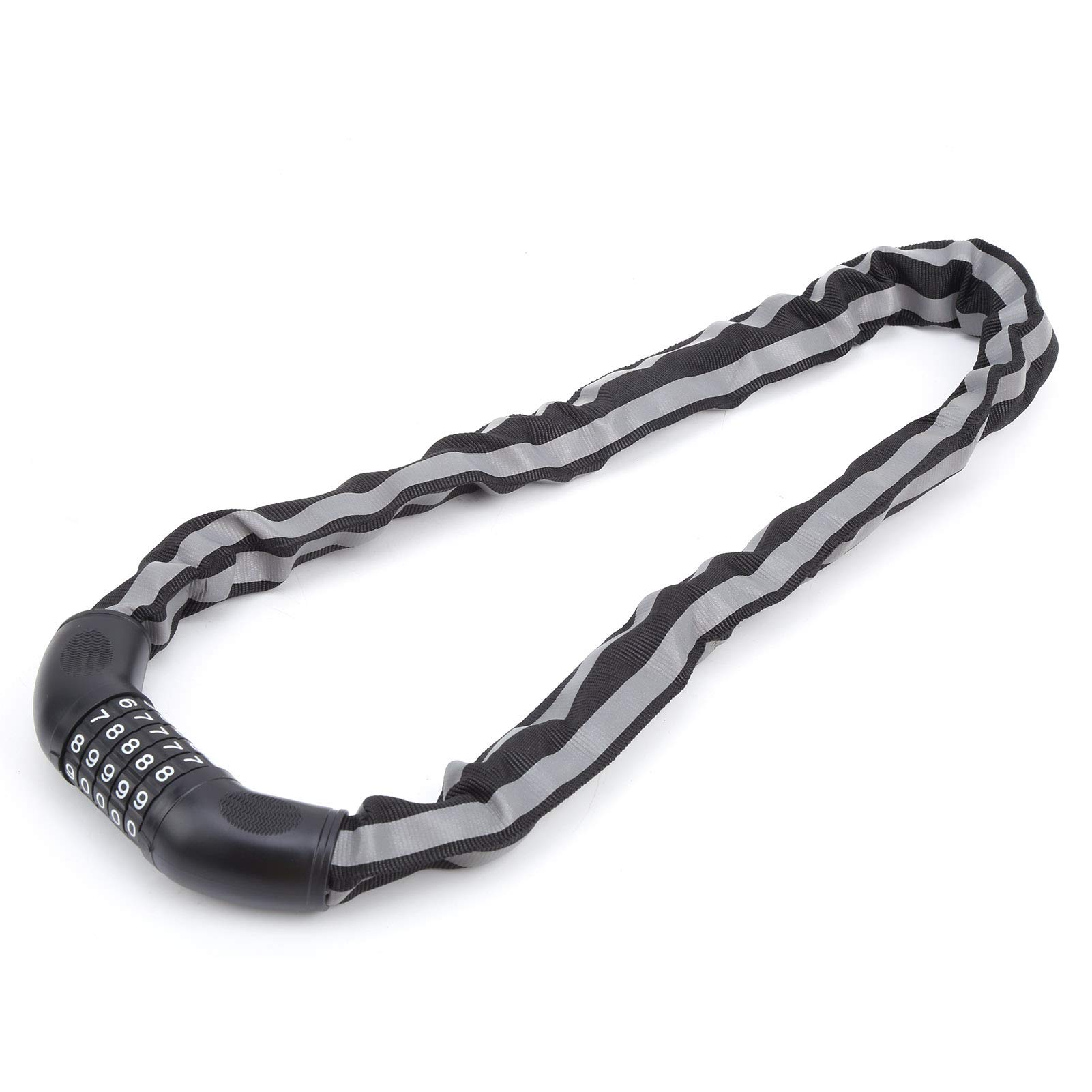 Beaswhca Reflective Black Mountain Bike Anti-Theft Code Lock Mountain Bike Cable Lock Keyless Five Times Code Lock