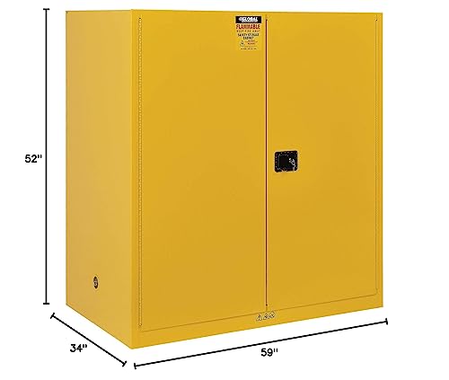 Global Industrial 110 Gallon Drum Storage Safety Cabinet, Manual Close w/Rollers