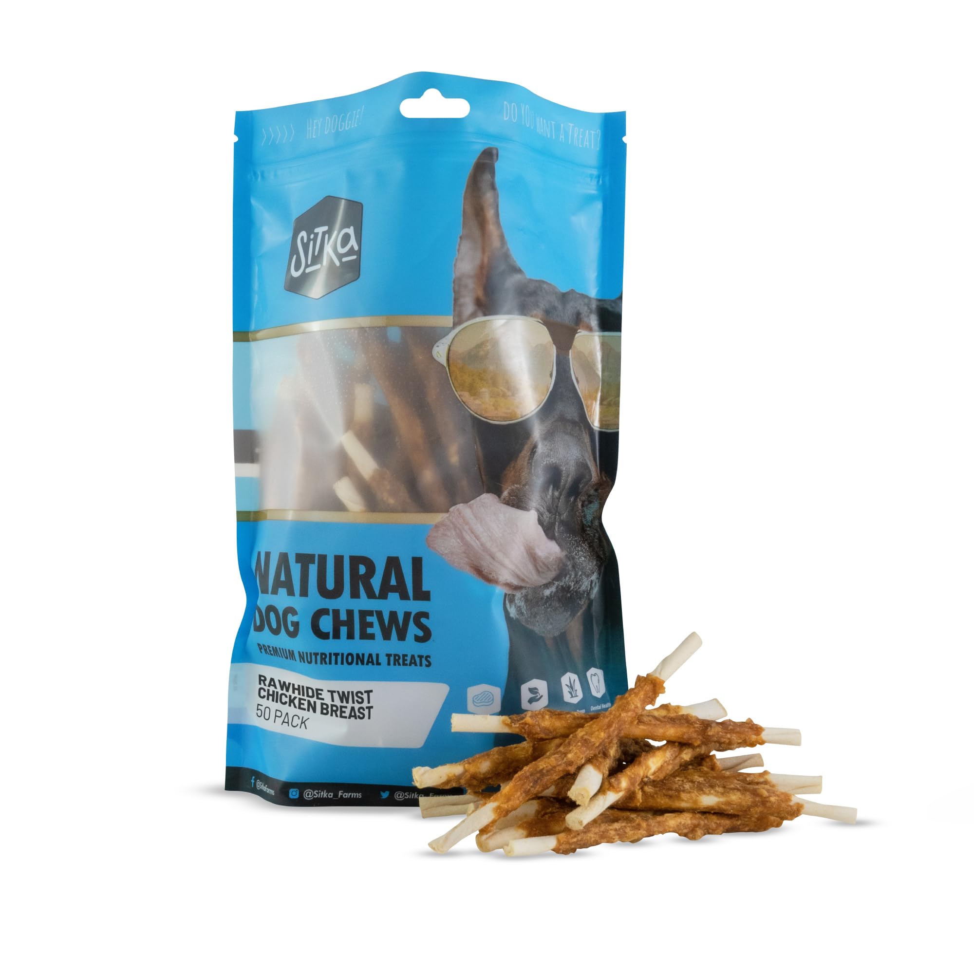 Sitka Farms Premium Chicken Breast Rawhide Twist 5 Inch 20 Count - Easy to Digest - Reward and Training, Gluten Free Chewy Dog Treat for Small and Medium Dogs - All Natural and Premium Chicken Breast