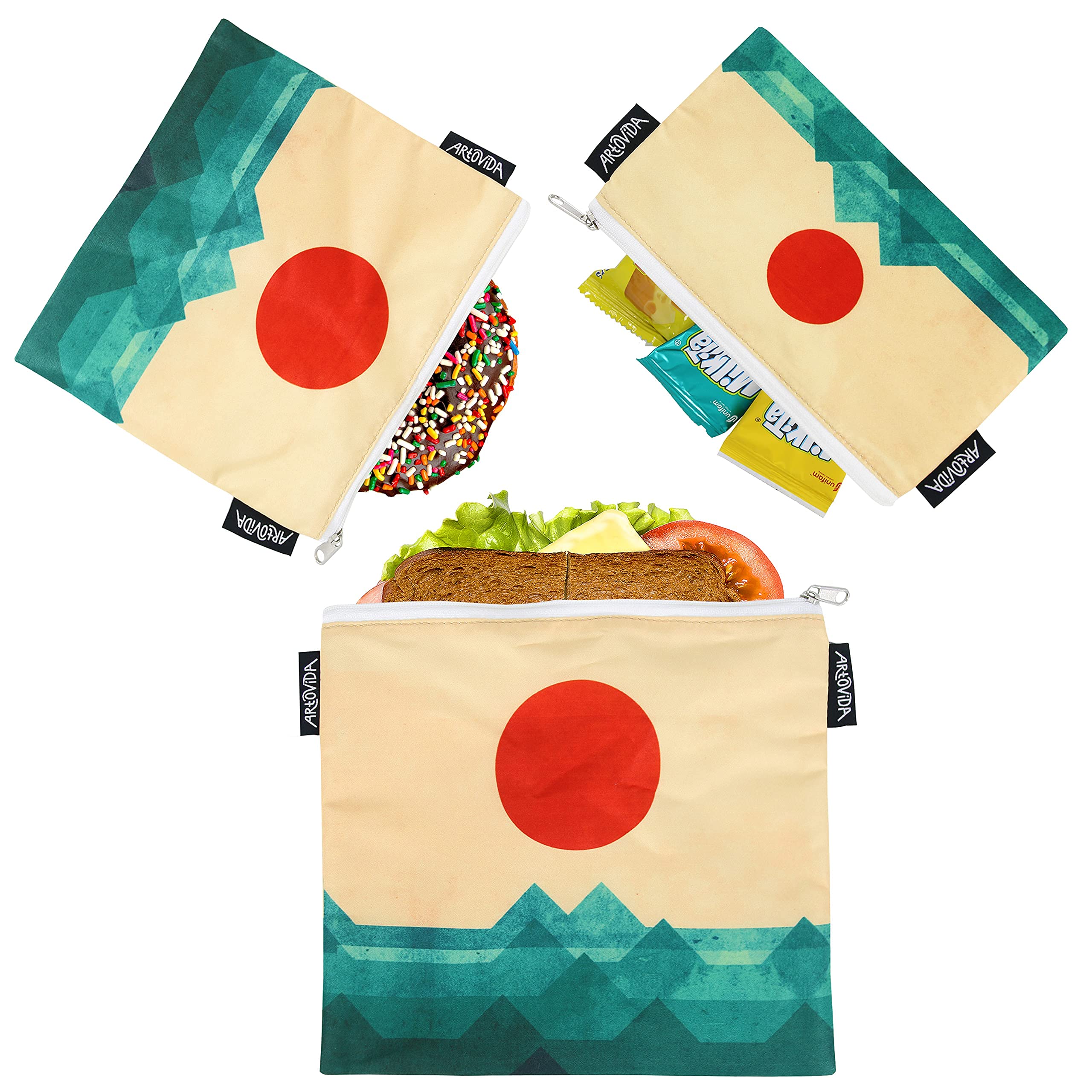 Artovida Artists Collective Lunch Baggies | Snack and Sandwich Bags with Zipper - Improved Dual Layer Design by Budi Kwan (Indonesia) The Ocean, the Sea, the Wave