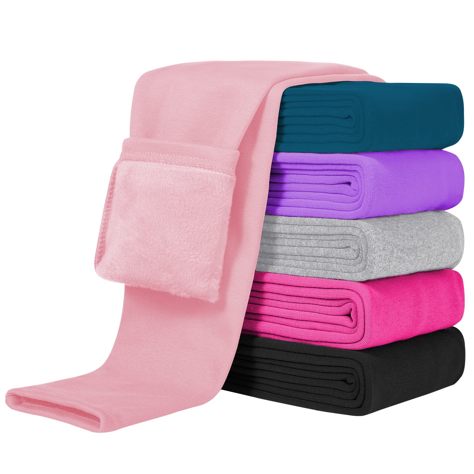 Witwot Girls Fleece Lined Leggings Winter Pants Warm Toddler Kids Thermal Leggings 4-5T Pink