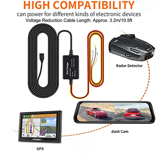 Astibym USB Hard Wire Kit, Easy Installation Overcurrent Protection Safe Dash Cam Hardwire Kit 12V‑28V to 5V for Mirror Cam(Micro)