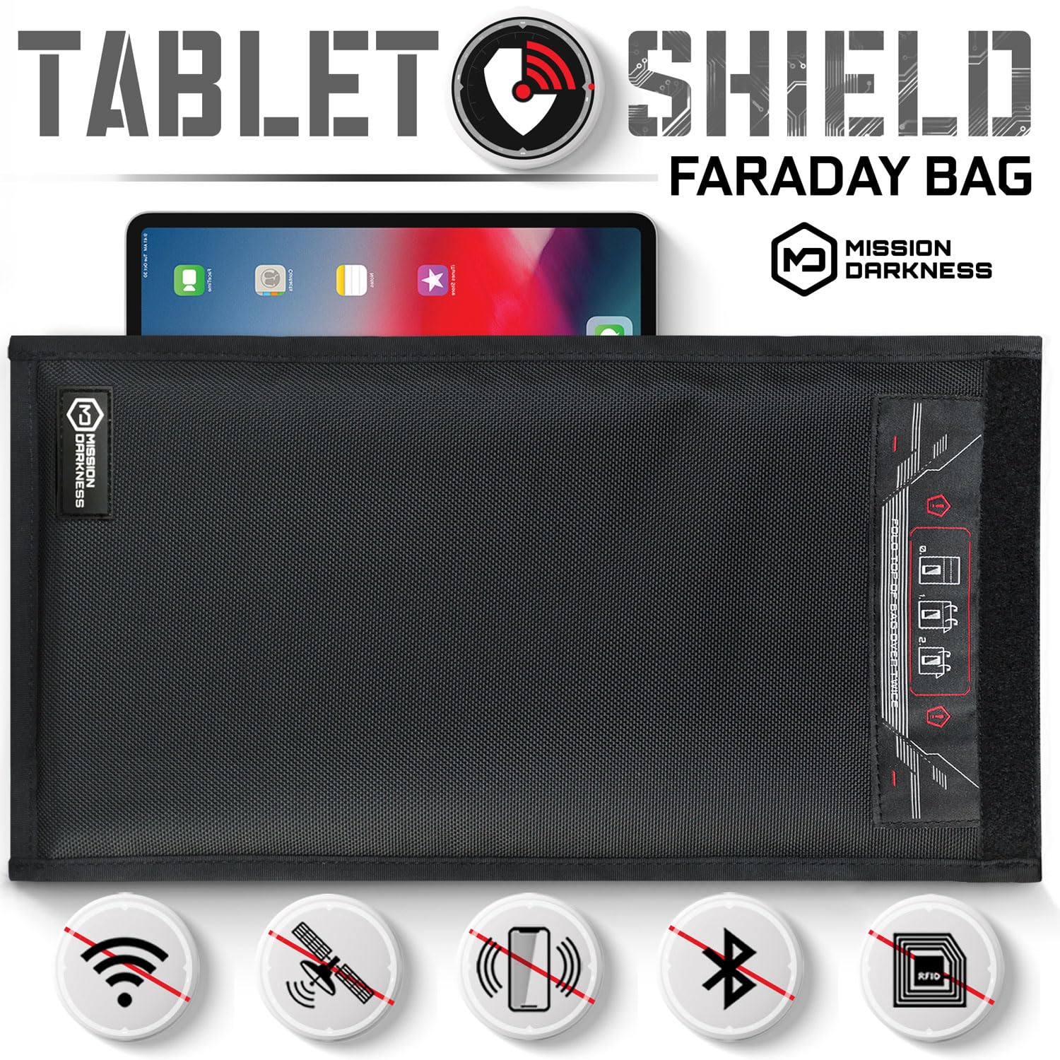 Mission Darkness Non-Window Faraday Bag for Tablets // Device Shielding for Law Enforcement & Military, Executive Privacy, Travel & Data Security, Anti-Hacking Anti-Tracking Anti-Spying Assurance