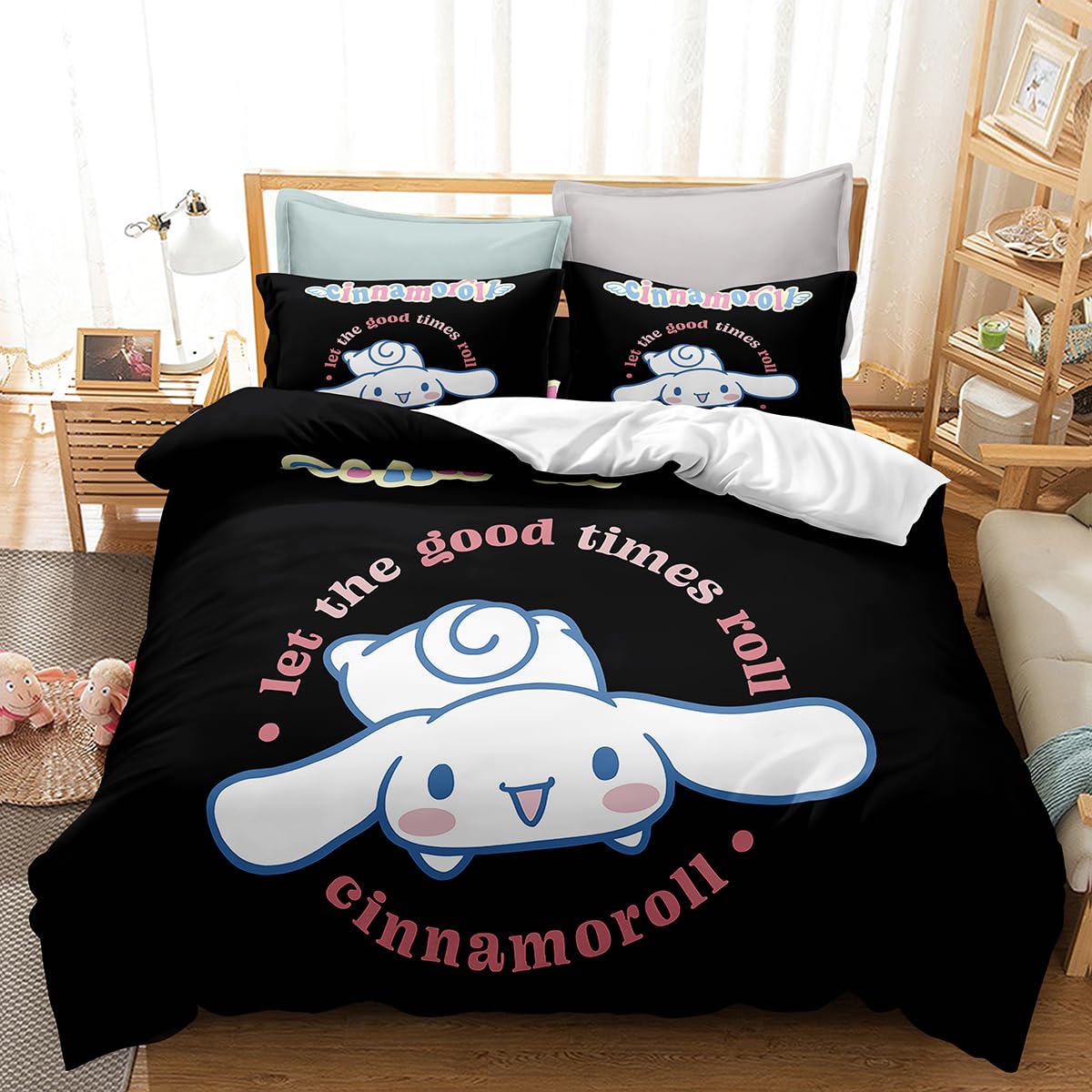 SHUOHONG Boys Girls Duvet Cover Set Cinnamoroll 3 Pieces Bedding Quilt Cover Set Microfiber Bedding with Pillow Case Great Match with Any Home Decor(Twin)