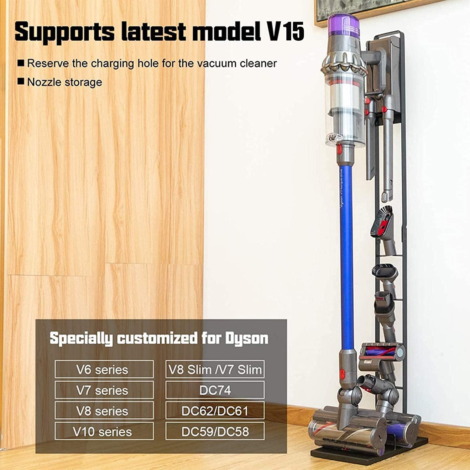 AOKEMAi Vacuum Stand Dyson V15 V12 V11 V10 V8 V7 V6, Storage-Stand-Docking-Station-Holder Compatible with Dyson, Vacuum Accessories Stand, Cordless Vacuum Cleaner Holder, White