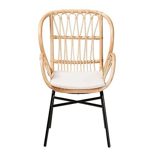 Baxton Studio Caelia Dining Chair, Natural Brown/Black