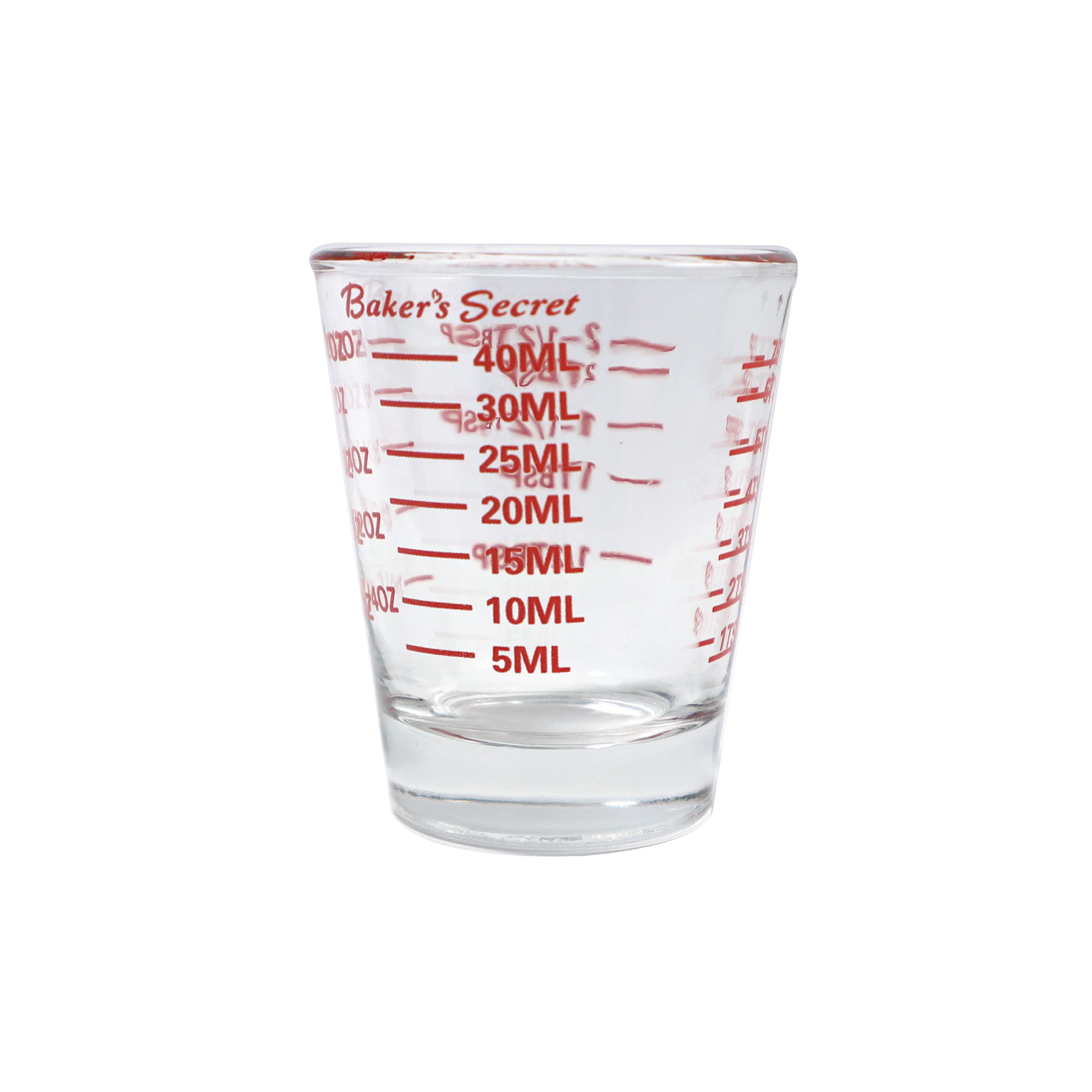 Baker's Secret - 1.5oz Shot Glass Measuring Cup, Incremental Measurements Liquid and Dry Espress Shot Glass