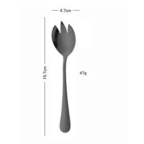 ARFUKA Salad Servers Salad Spoons and Fork Set Stainless Steel Serving Utensils for Salad Gravies or Pasta Rose Black