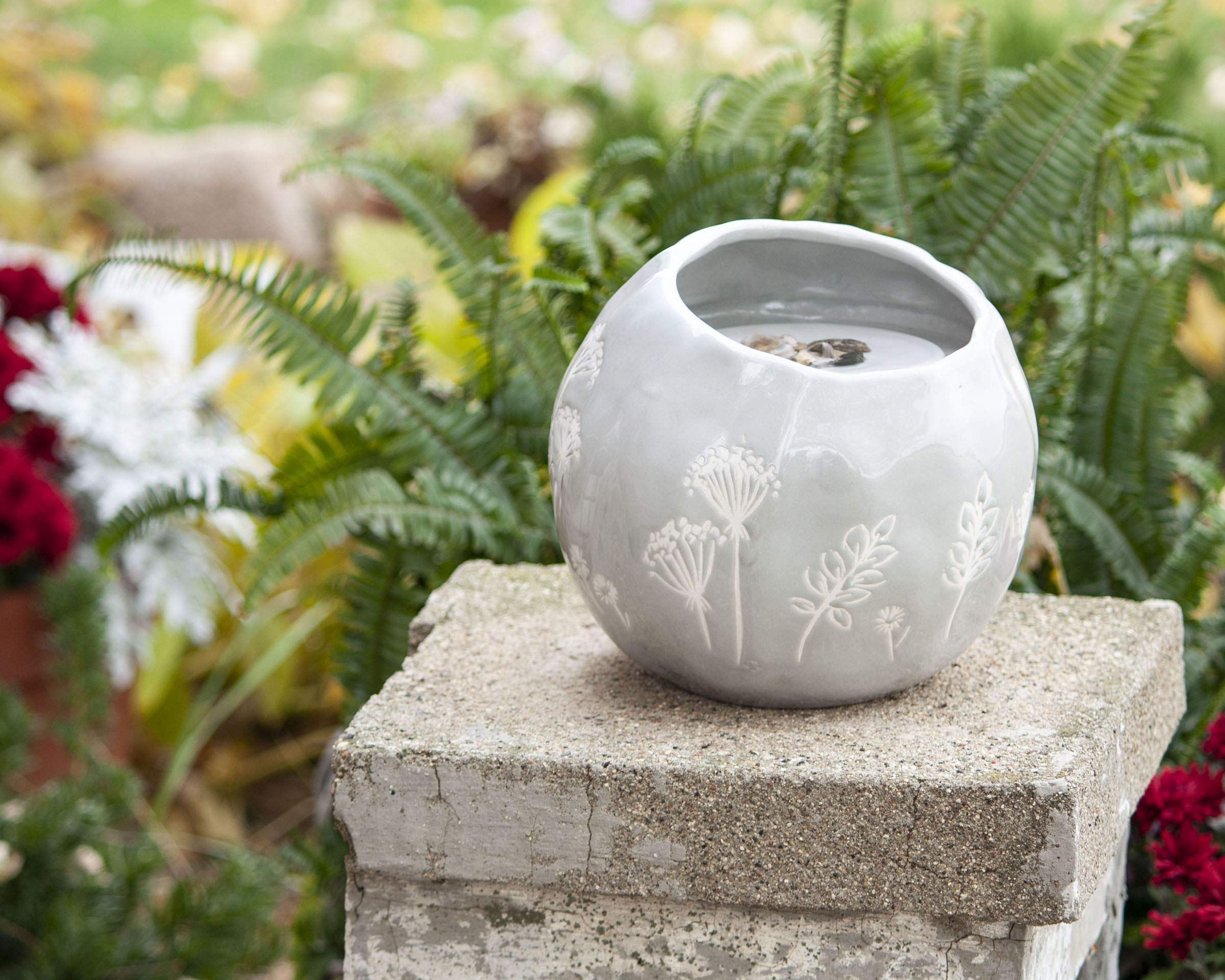 Foreside Home and Garden Multicolor Wildflower Ceramic Indoor Water Fountain with Pump
