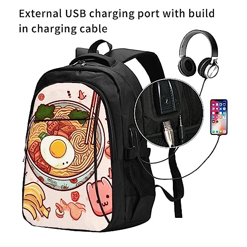 BAFAFA Delicious Sweet Ramen Printed Backpack Laptop Bookbag With USB Charger Daypack For Travel Business
