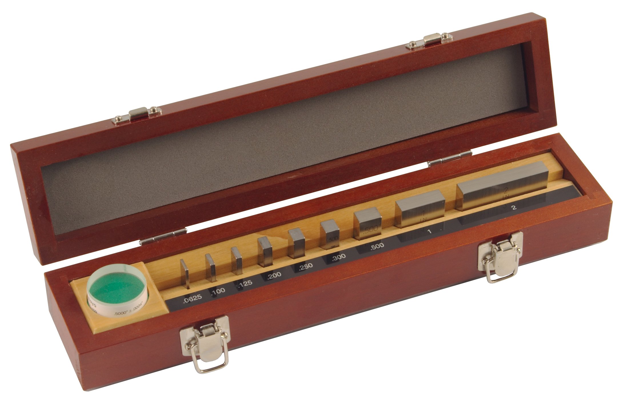 Mitutoyo 516-931-26CAL Steel Rectangular Micrometer Inspection Gage Block Set with Calibration, Inch, Optical Parallel, 0.0625"-2.0" Range (9 Blocks), Meets ASME Grade AS-1 Specifications