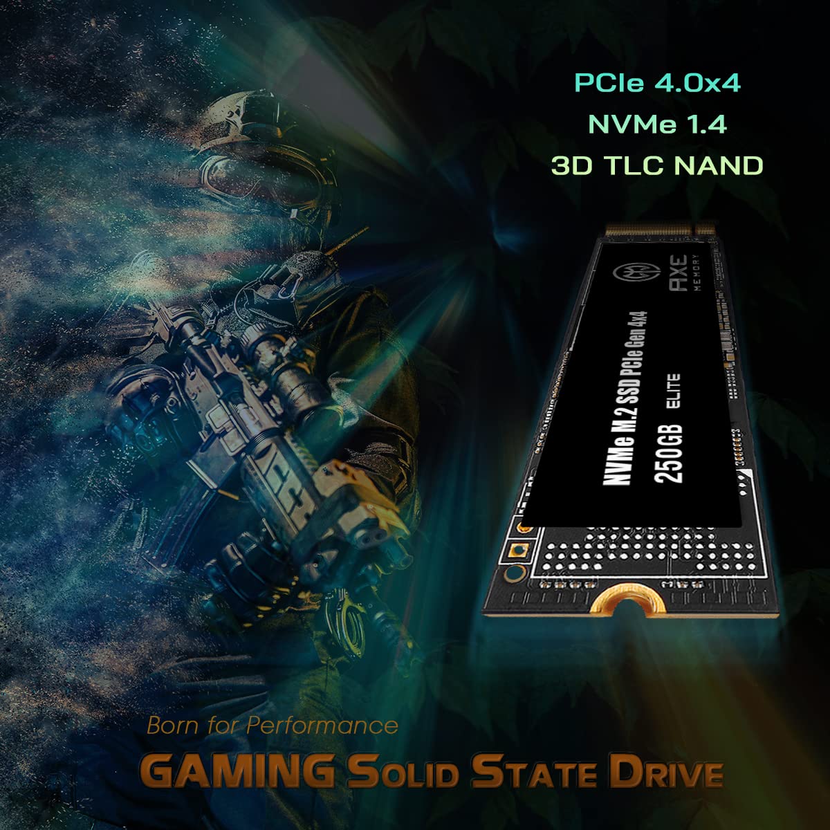 AXE MEMORY Elite Internal SSD 250GB Gen4 PCIe NVMe M.2 2280 Solid State Drive - Read Up to 4450MB/s and Write Up to 1900MB/s