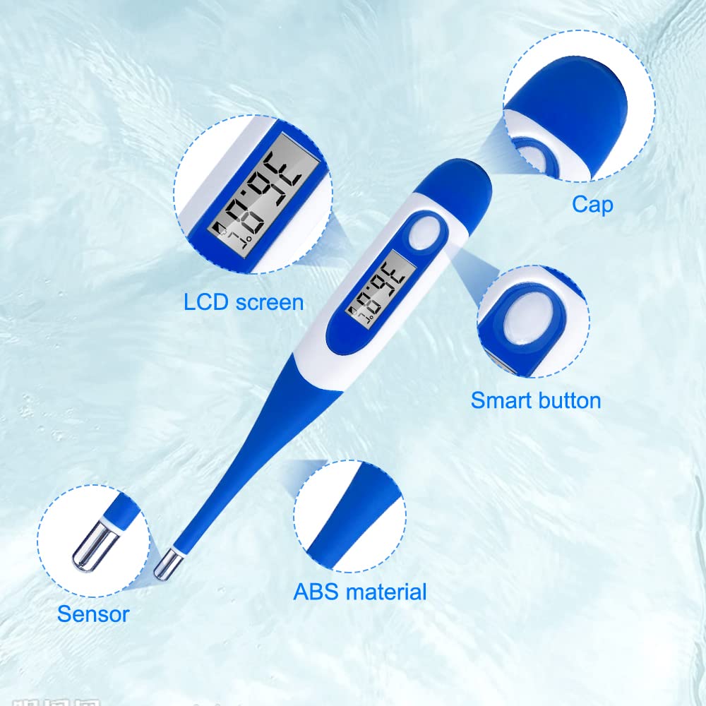 Berrcom Digital Thermometer for Adults, Oral and Underarm Thermometer for Baby and Kids Medical Thermometer with Fever Alarm Rectal Thermometer with Soft Tips