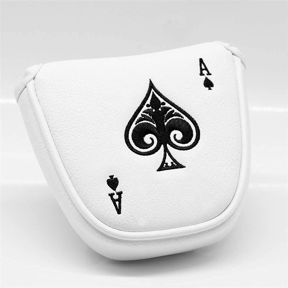 Barudan Golf Poker Ace White Mallet Putter Cover Headcover Magnetic Club Protector fits for Odyssey 2ball Style Putters,Synthetic Leather Putter Headcover for Mallet, RH LH