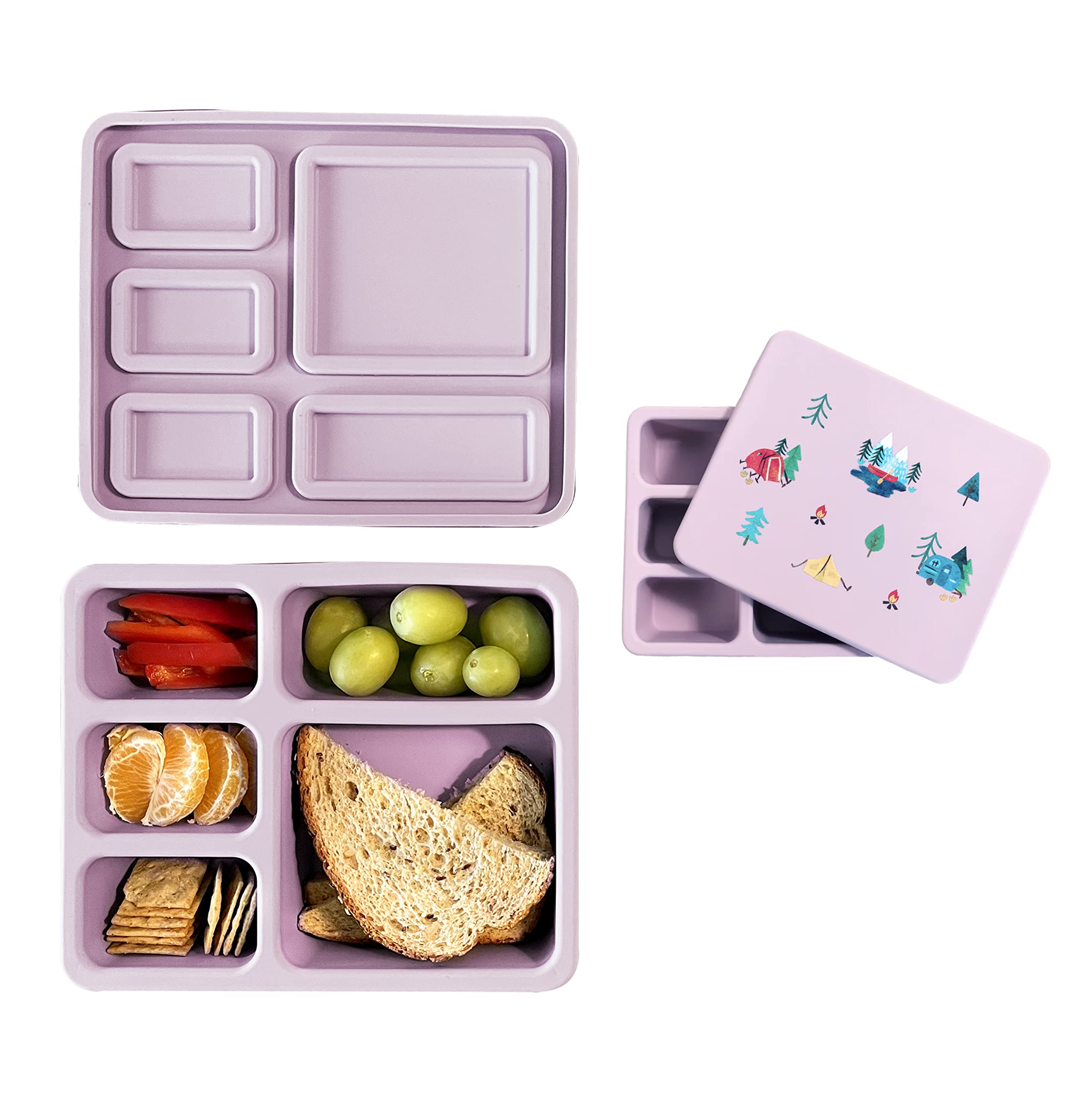 Austin Baby Co Leak-Proof Bento Lunch Box for Kids β Silicone Kids Lunch Container with 5 Leakproof Compartments β Food-Safe Materials, Sturdy, Dishwasher Safe, and BPA Free