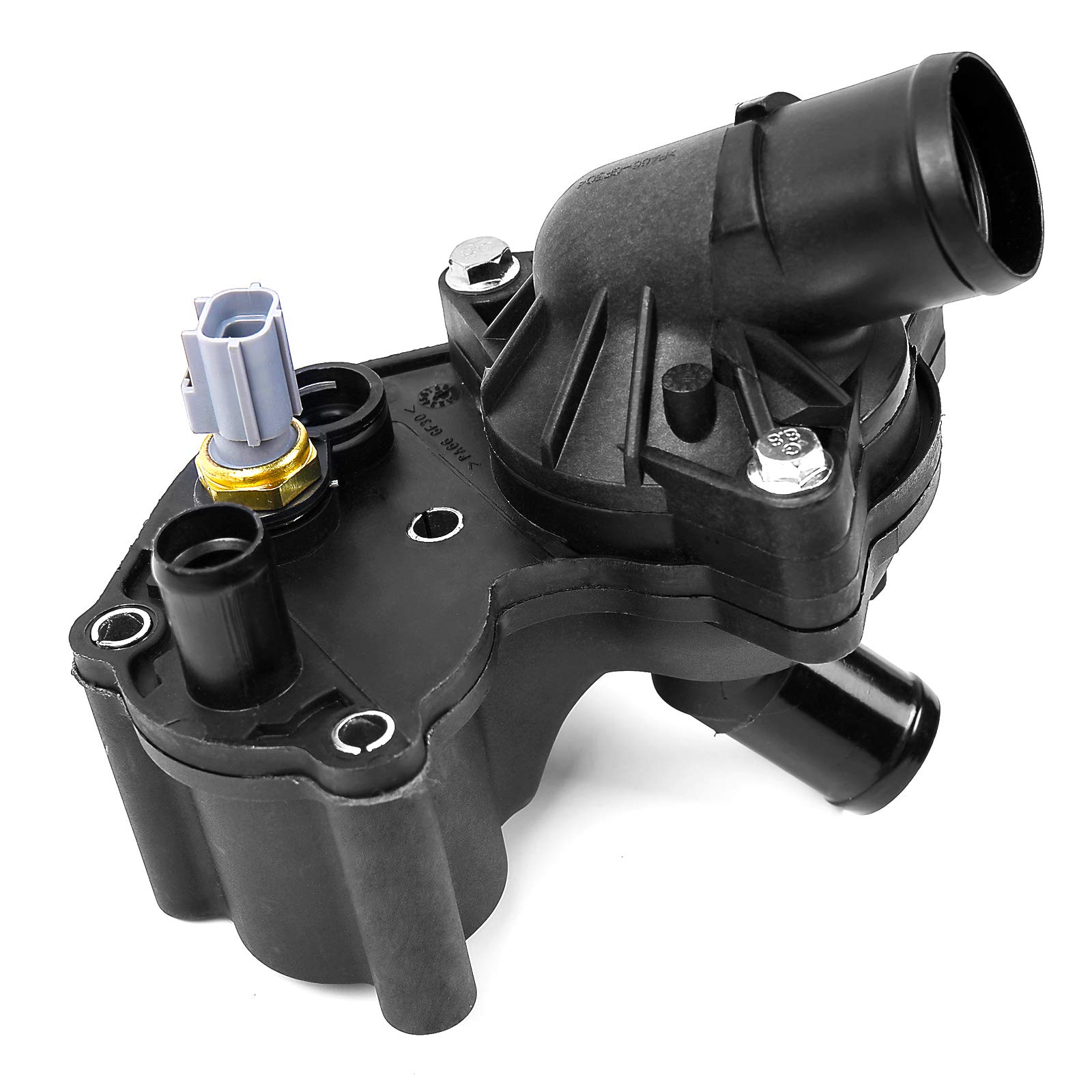 AUTOPTIM Coolant Thermostat Housing Assembly - Replacement for 2002-2010 Explorer Mercury Mountaineer (V6 4.0L) Thermostat Housing Kit with Gasket and Sensor - OEM Number 2L2Z8592AA 2L2Z8592BA