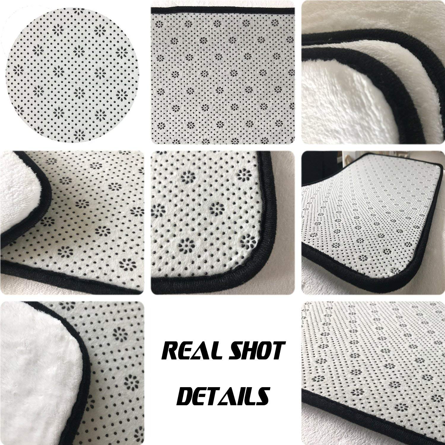 Bathroom Rug Mat Set 3 Pc - Memory Foam Plush Carpet MatsâWater Absorbent U-Shaped Bath Mats Lid Cover - Non Slip, Fast Dry Beauty The Beast Rose Rug Mat